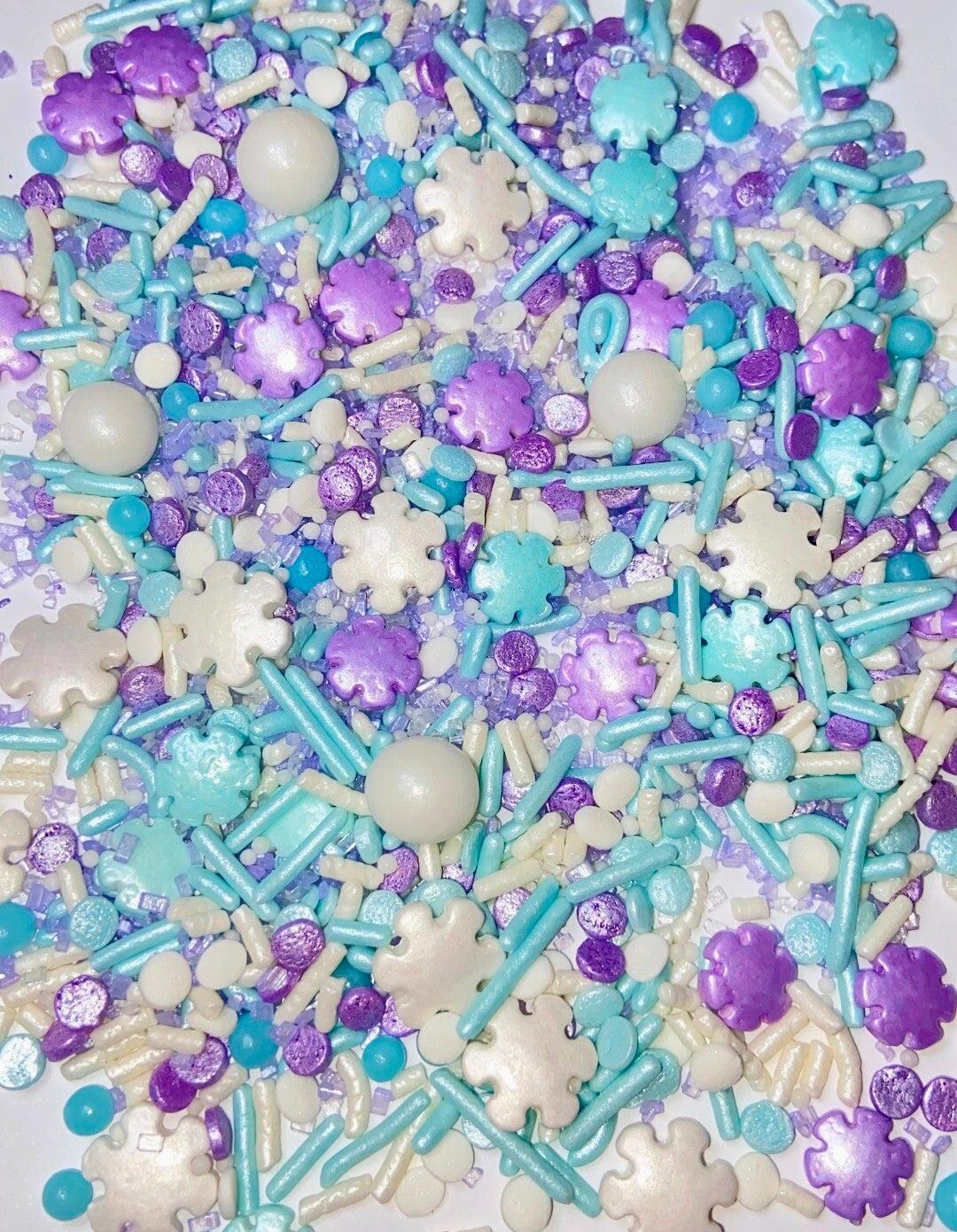 Frozen Winter Sprinkle Mix: Snowflake Purple, Blue, and Silver (edible ...