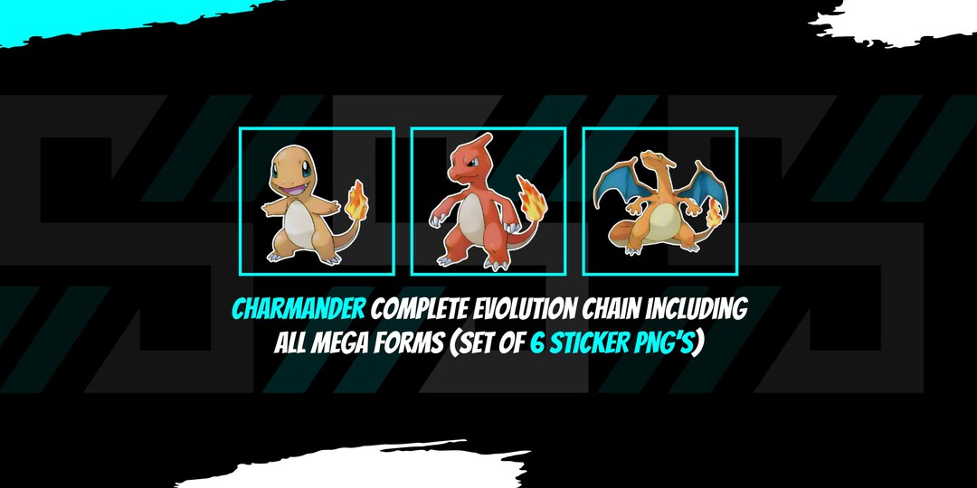 Charmander Complete Evolution With Mega Forms High Quality Stickers ...