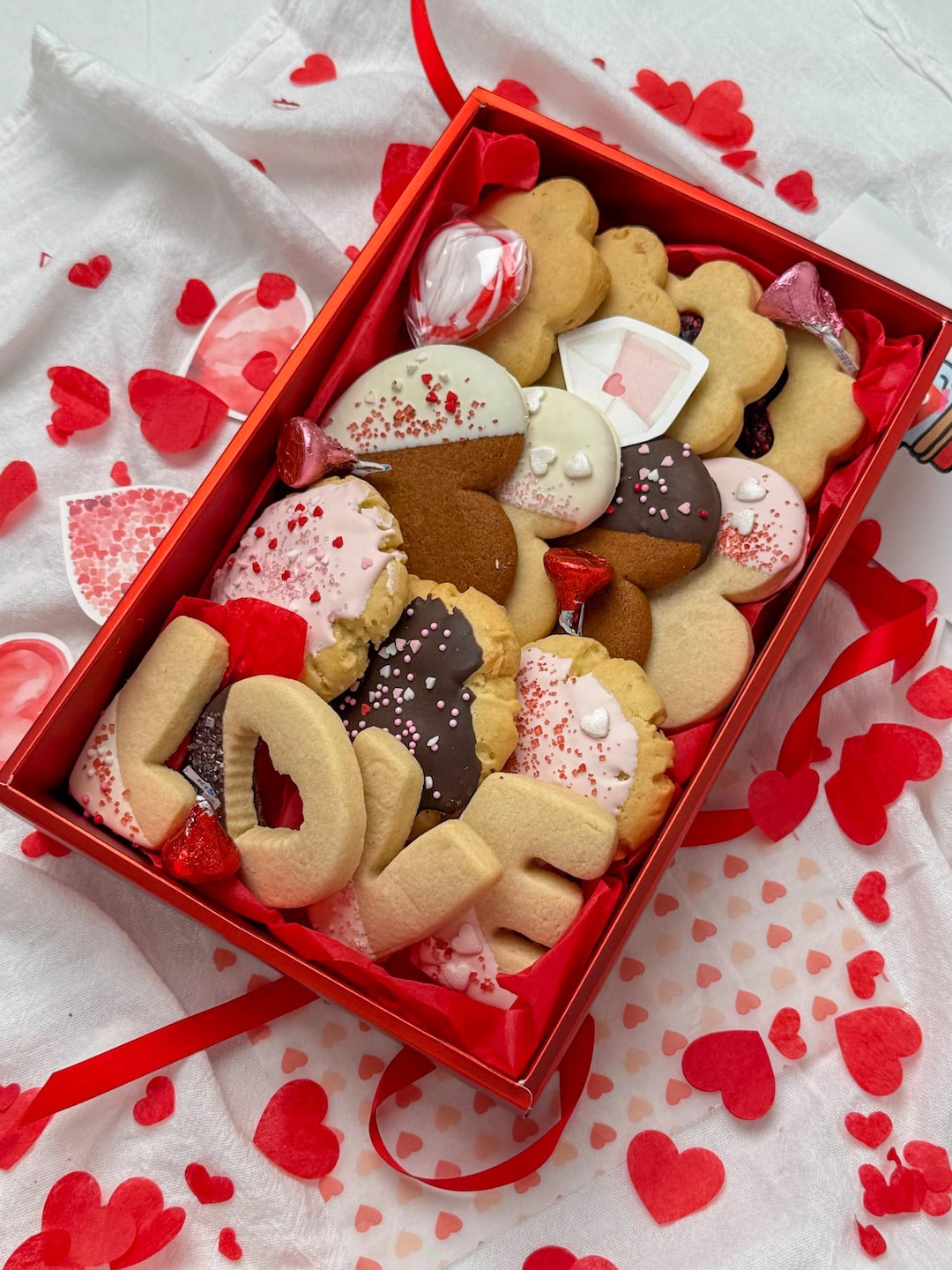 Valentine's Day Cookie Box | Valentine's Cookie Gift | Assorted Heart Cookies | Assorted Cookies ...
