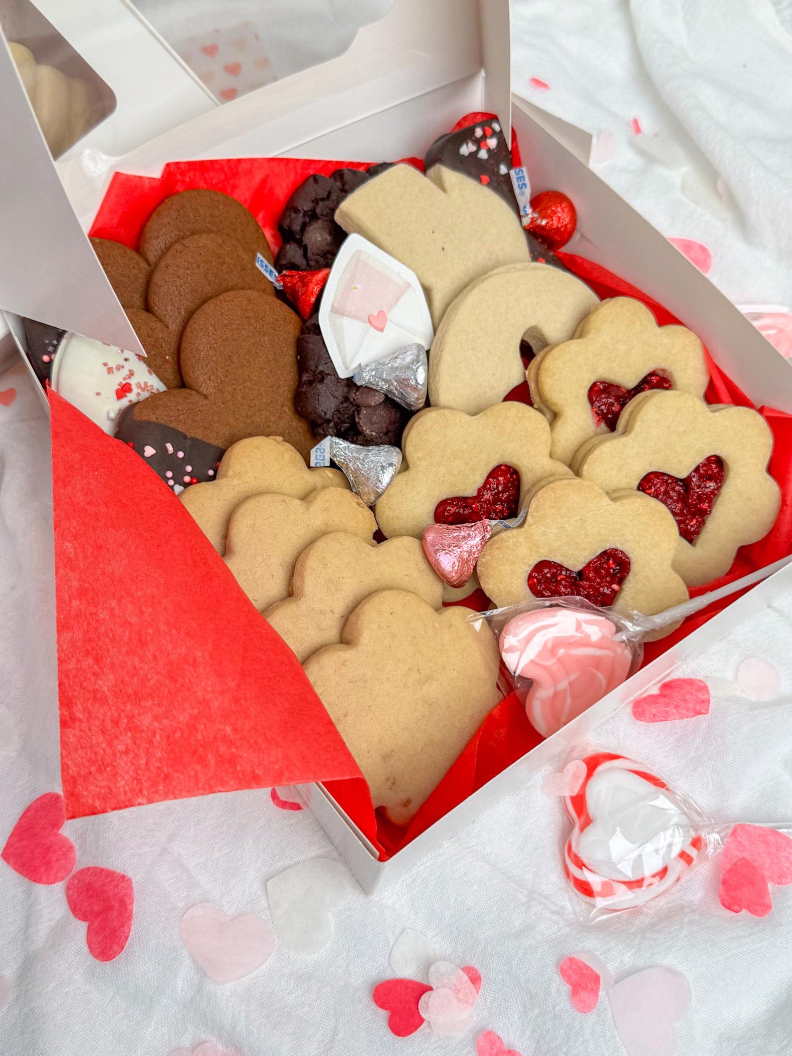 Valentine's Day Cookie Box | Valentine's Cookie Gift | Assorted Heart Cookies | Assorted Cookies ...
