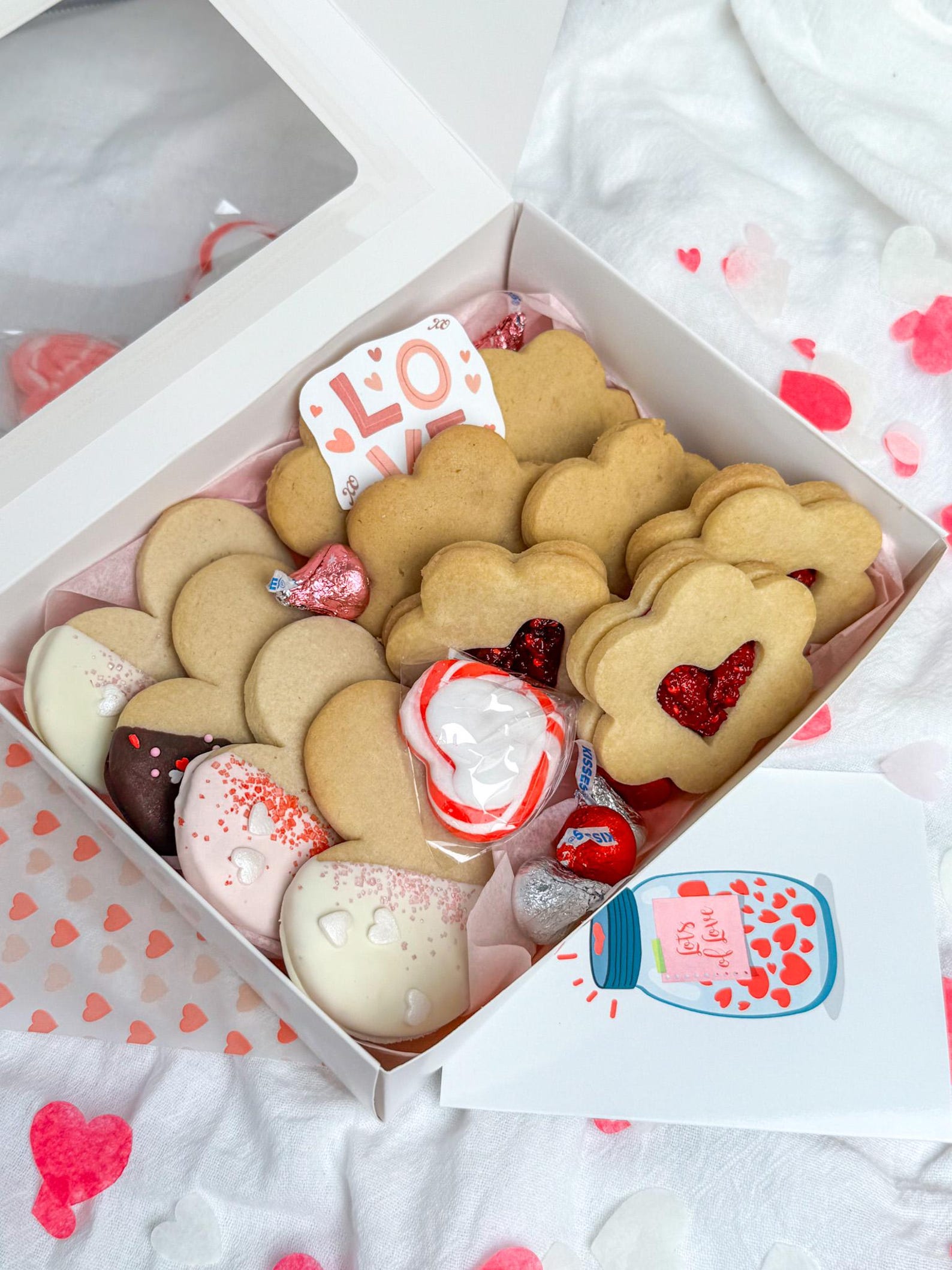 Valentine's Day Cookie Box | Valentine's Cookie Gift | Assorted Heart Cookies | Assorted Cookies ...