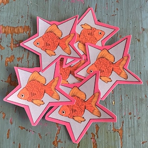 Goldfish Star Sticker | Glossy and Waterproof - Etsy