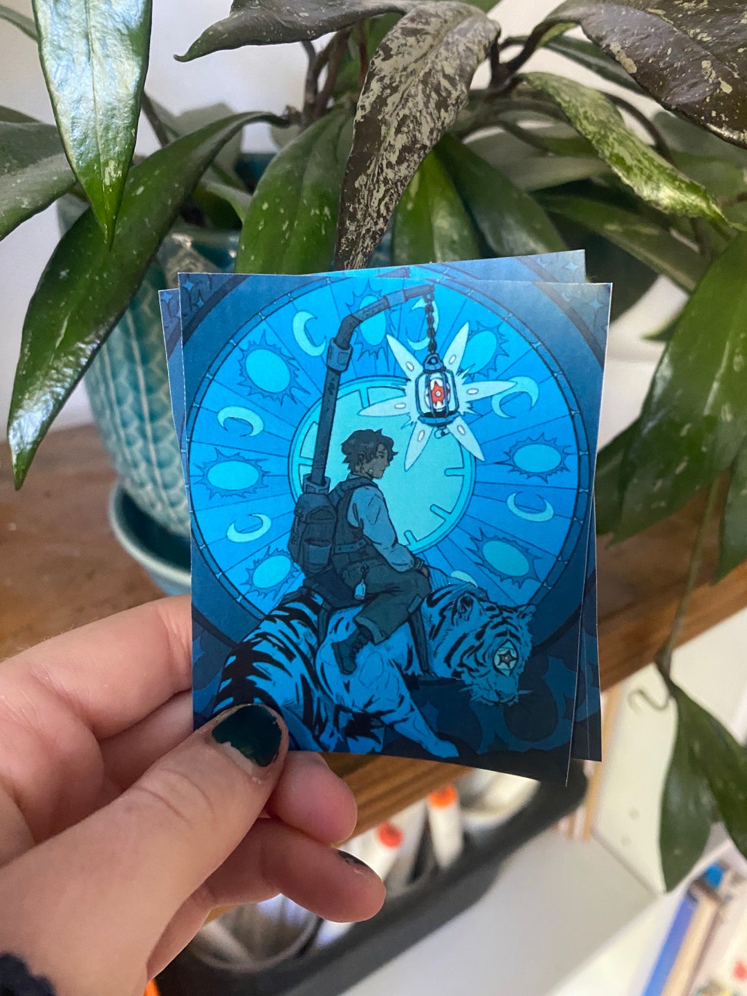 Blue Tiger Rectangle Sticker - Etsy