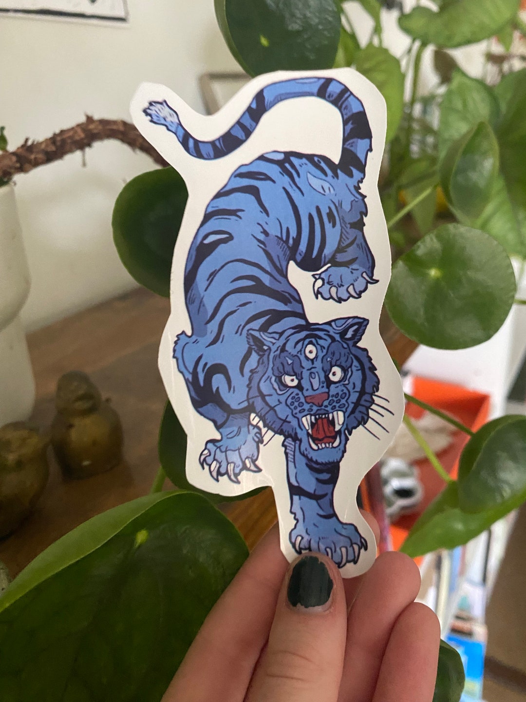 Blue Tiger Sticker - Etsy