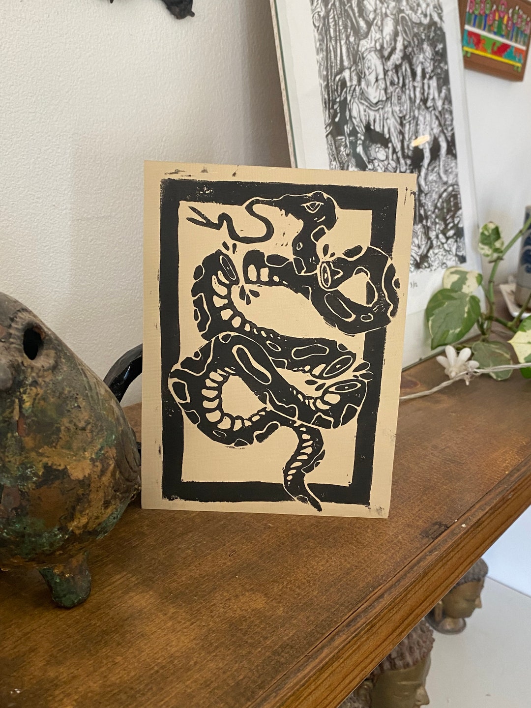 Chop Snake Relief Print - Etsy