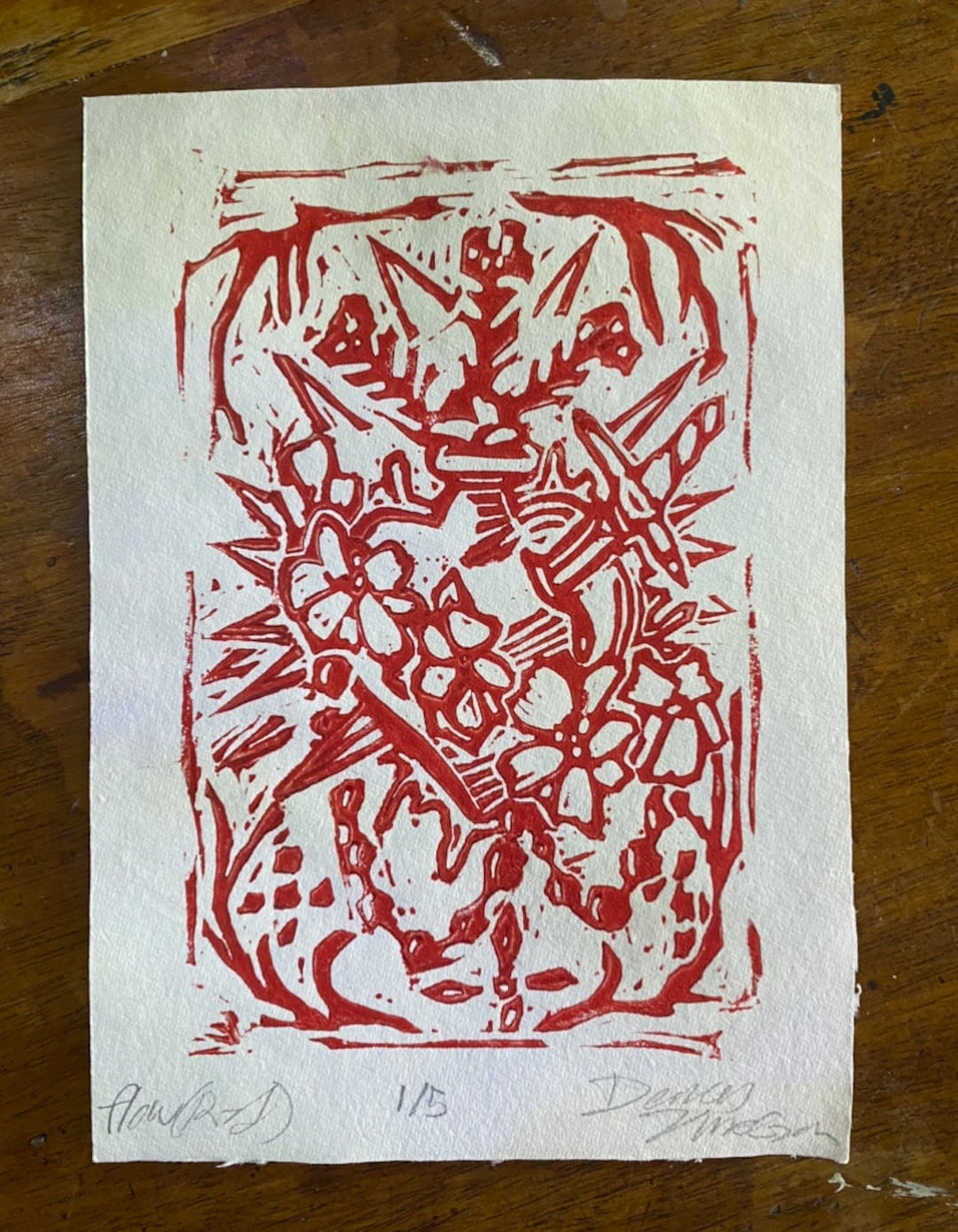 Red Woodcut (flow) - Etsy
