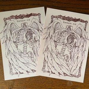 Winged Skeleton Screen Print - Etsy