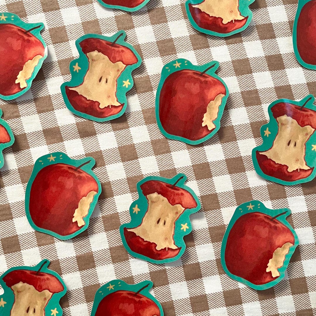 Apple Core Stickers | Waterproof Vinyl - Etsy