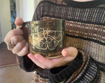 Luna Moth Mug. Moon Phases. Pottery. Ceramics. Handmade. Coffee. Tea ...