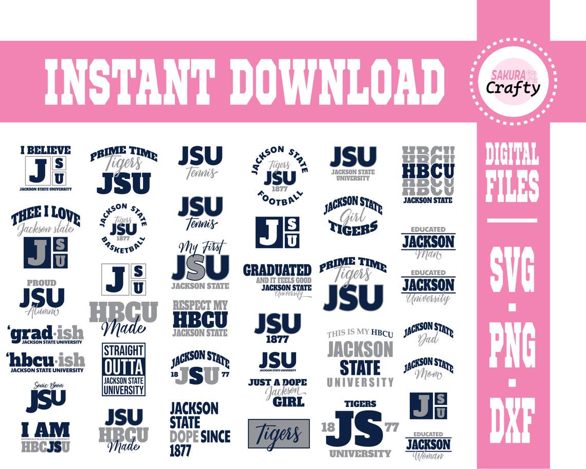 Jackson State University Svg, J Svg, JSU Svg, Jackson State 1877 Svg ...