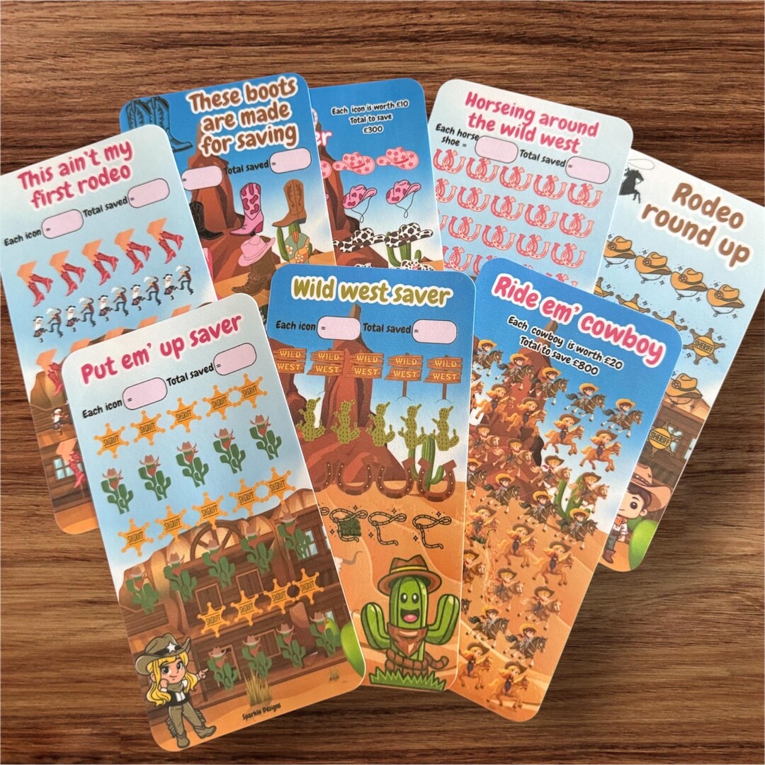 Cowboy Inspired Theme Saving Challenge Trackers - Pot Em up Saver ...