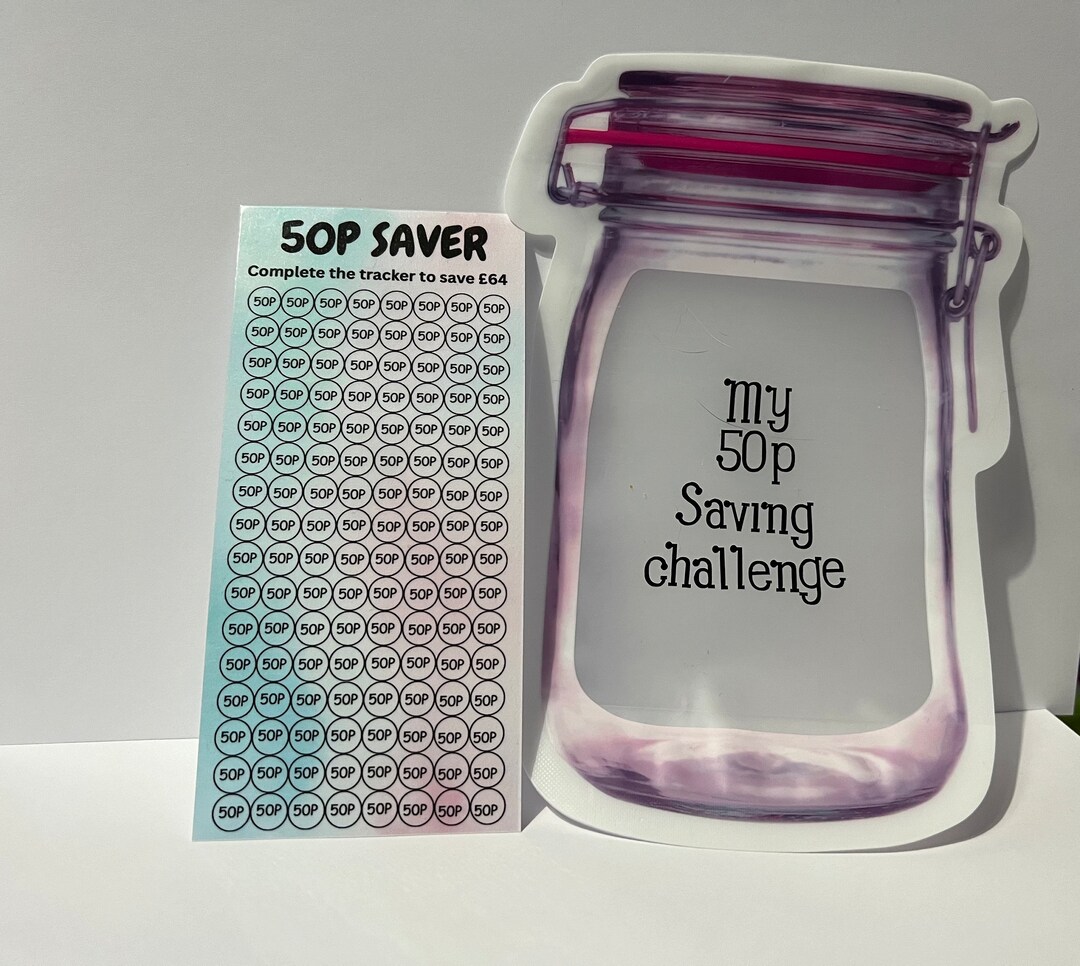 50p Saving Challenge With Mason Jar Pouch - Etsy UK