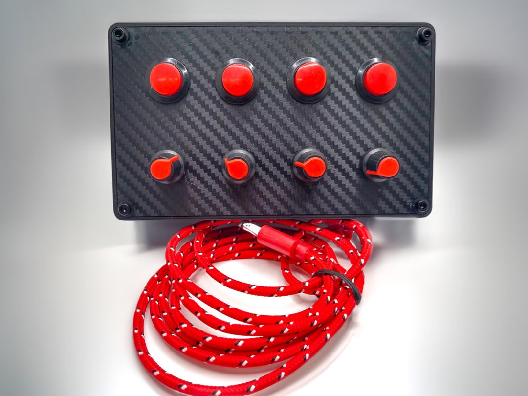Sim Racing Button Box With 4 Red 13mm Buttons 4 Rotary Push Button ...