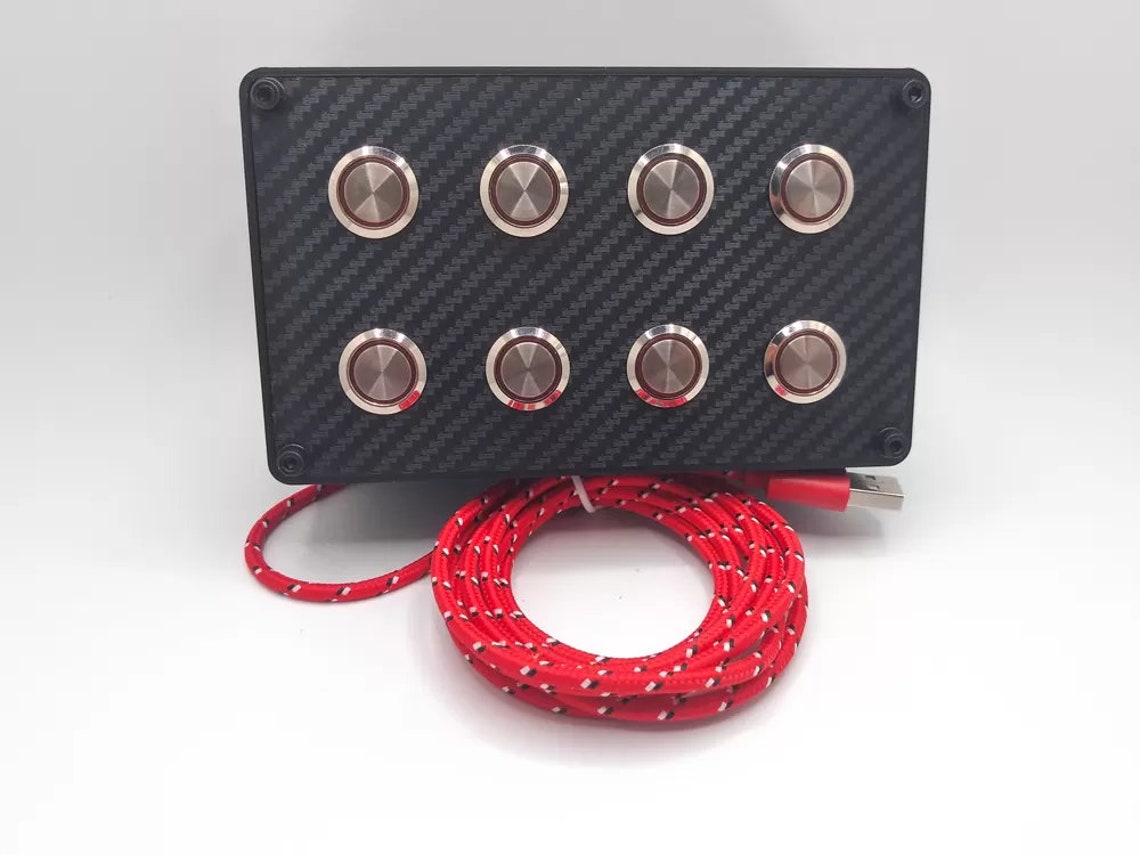 Sim Racing Button Box With 8 Lit Buttons in Red With Free Sticker ...