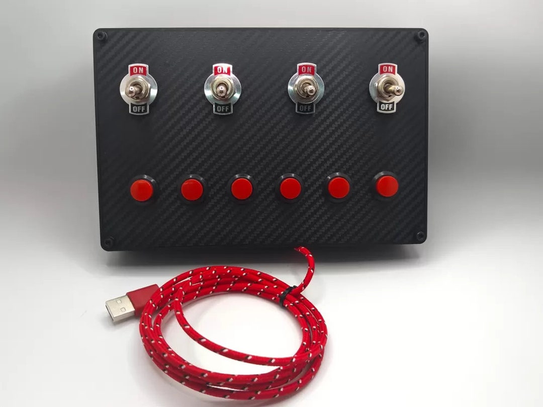 Sim Racing Button Box With 4 Momentary Toggle Switches + 6 Push Buttons ...