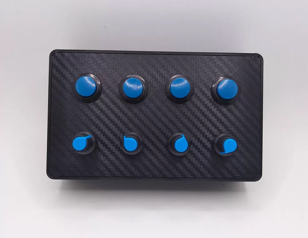 Sim Racing Button Box With 4 Blue 13mm Buttons 4 Rotary Push Button ...