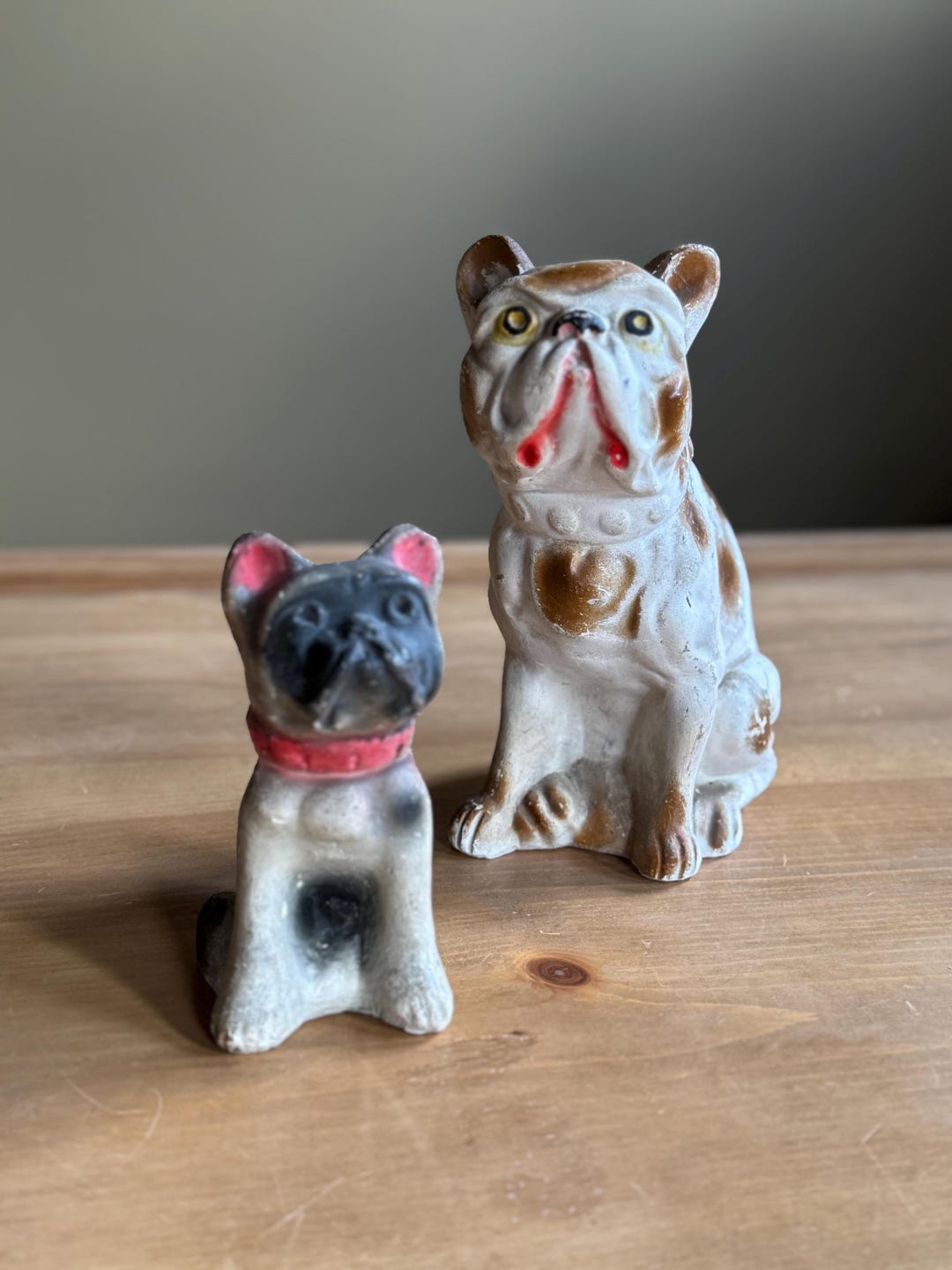 Vintage Set of Chalkware Dogs - Etsy