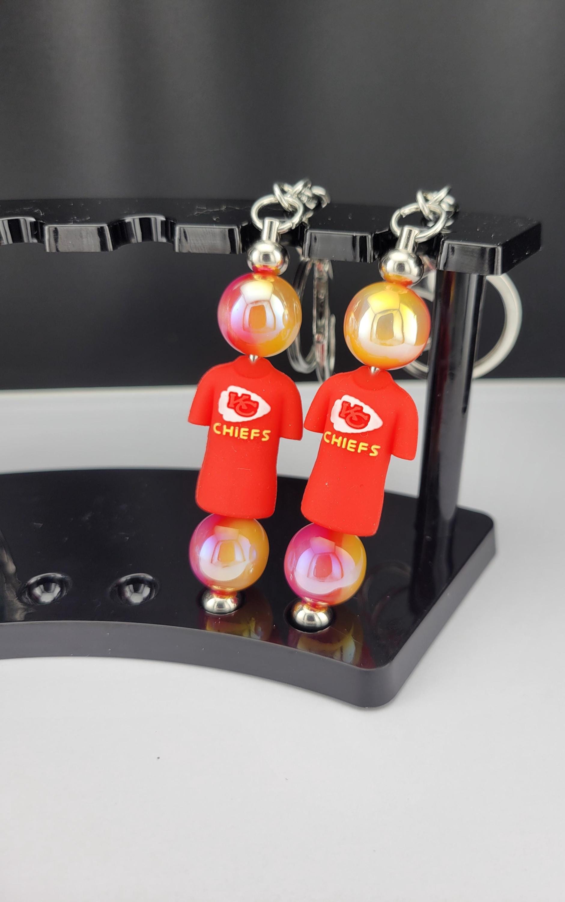 KC Chiefs Beaded Keychain - Etsy
