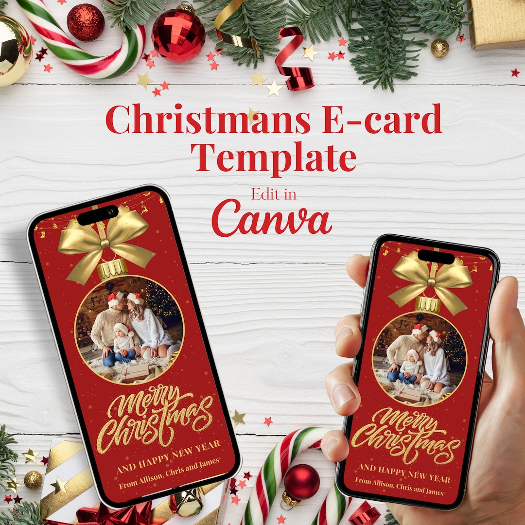 Christmas E-card Template Electronic Christmas Card - Etsy UK