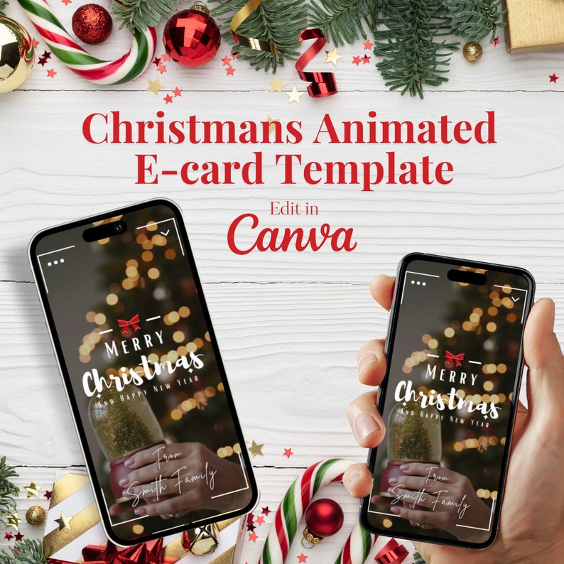 Festive Animated E-card DIY | Christmas Greeting Template (editable) - Etsy