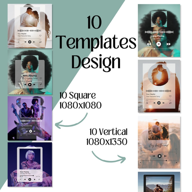 Spotify Song Instagram Template for Canva, Custom Spotify Posts ...