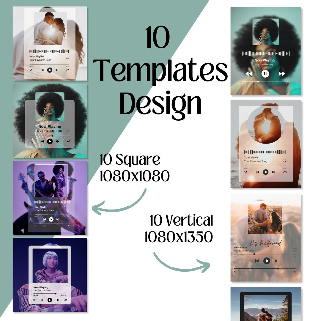 Spotify Song Instagram Template for Canva, Custom Spotify Posts ...