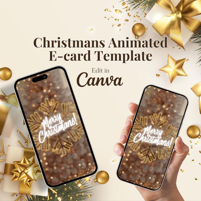 Festive Animated E-card DIY | Christmas Greeting Template (editable) - Etsy