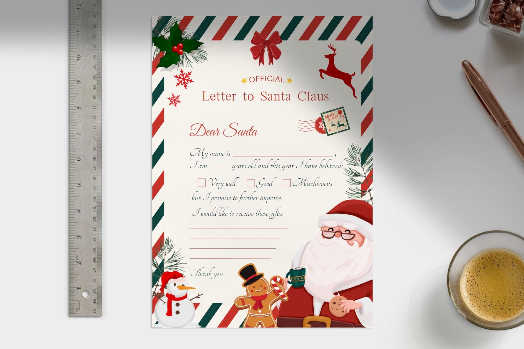 Instant Download Printable Letter From Santa Claus Santa Wish List Kids ...