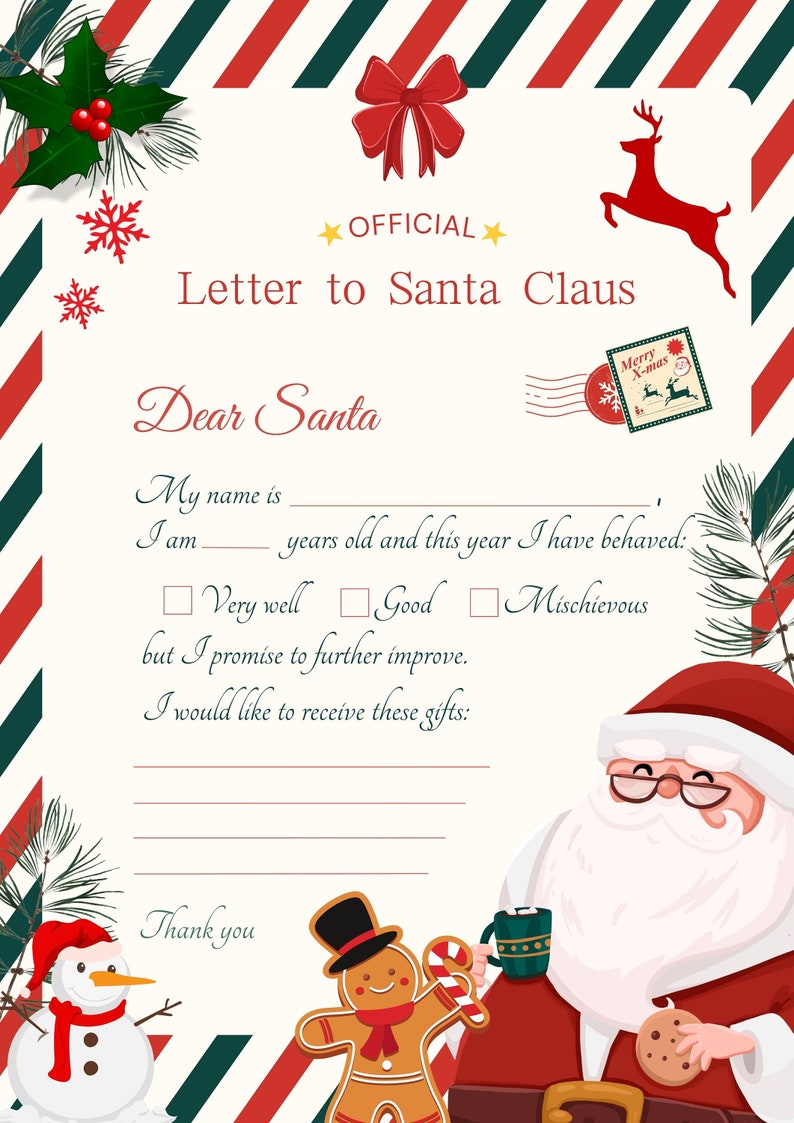 Instant Download Printable Letter From Santa Claus Santa Wish List Kids ...