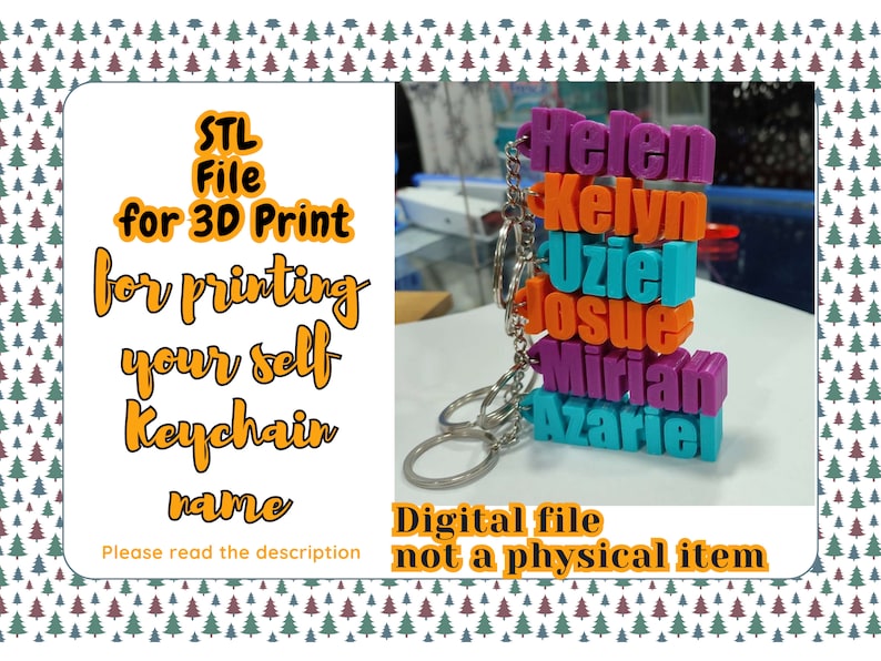 Custom Name Keychain STL File | Single Use • Not Editable • Digital ...