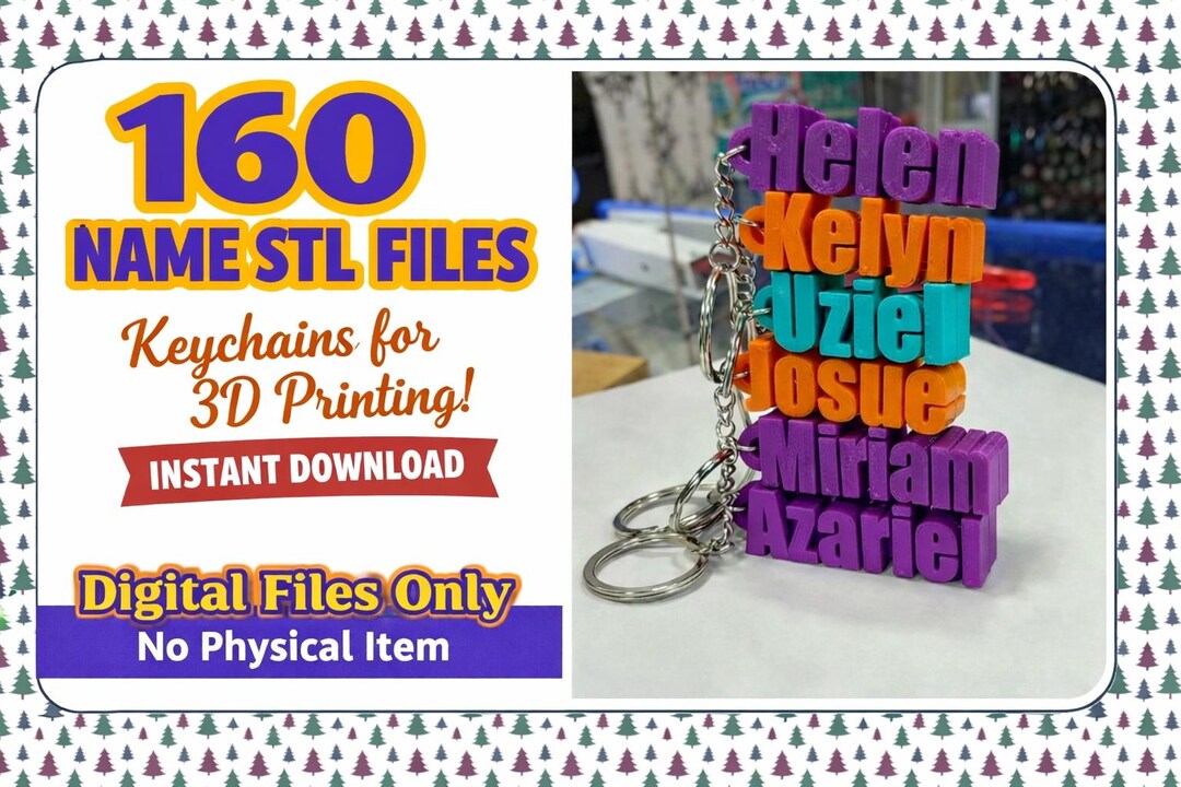 160 Name Keychain STL Files Bundle – 3D Printable Personalized Name ...