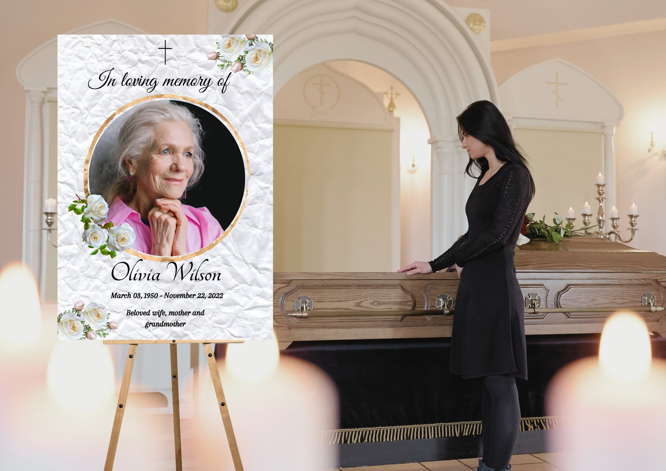 Funeral Personalised Memory Poster, Loved One Photo Size 24x36" Digital ...