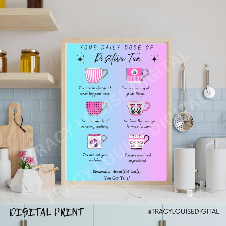 Digital Download, Tea Lover, Self Love Poster, Gift, Print, Positive ...