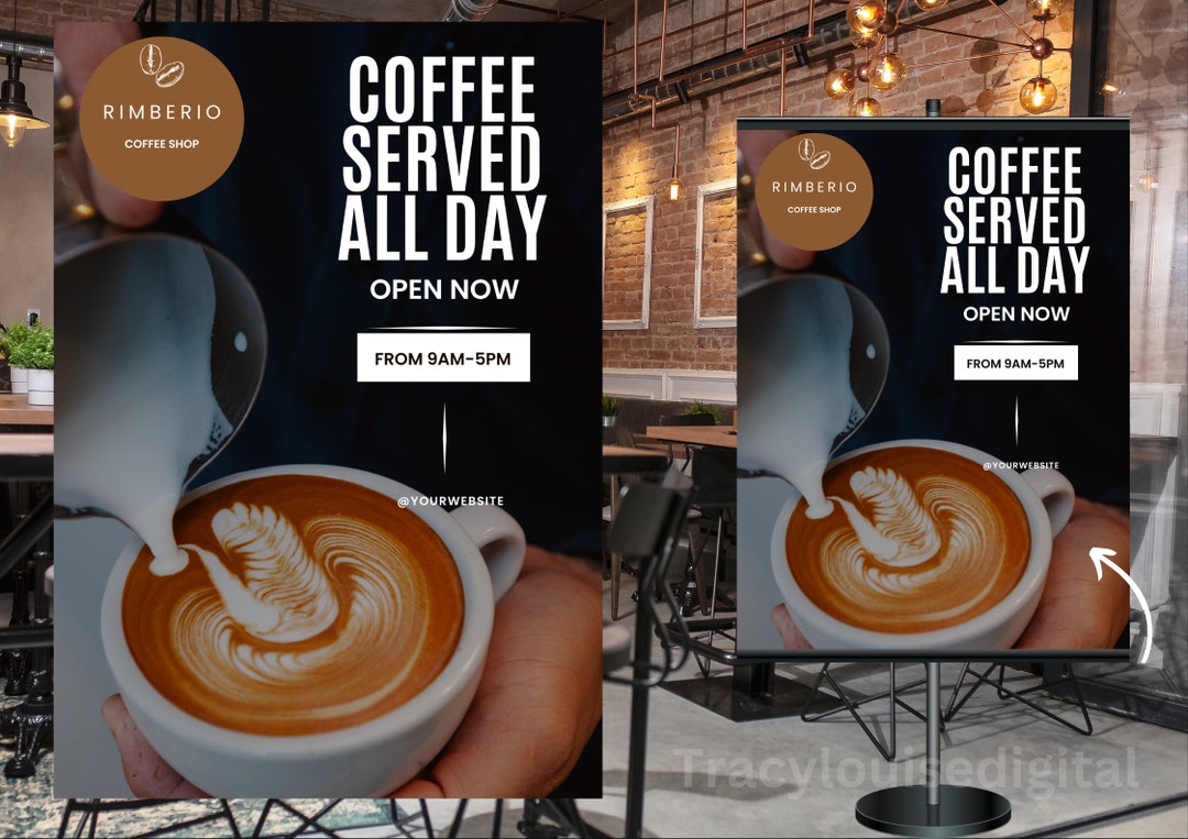 Coffee Shop Promotion Poster, Editable Business Advert (digital ...