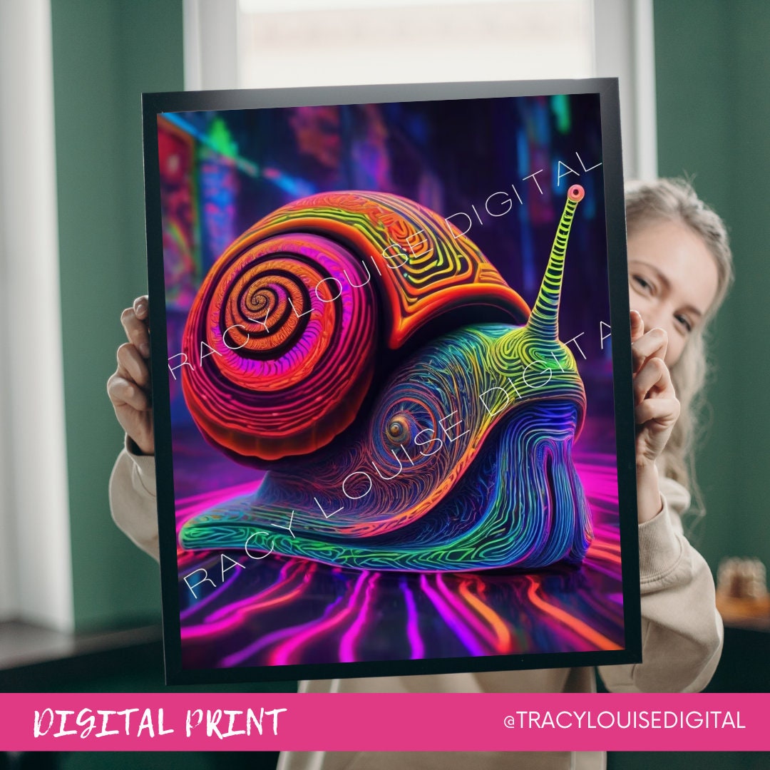 Digital Download, Neon Psychedelic Trippy Snail, Digital Print - Etsy