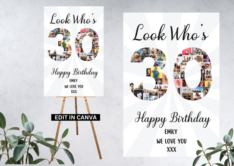 30th Birthday Giant Collage Poster Personalised, Display at the ...