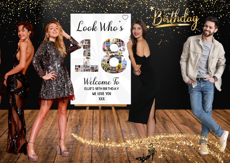 18th Birthday Collage Poster Personalised, Display at the Birthday Party, Editable Template ...