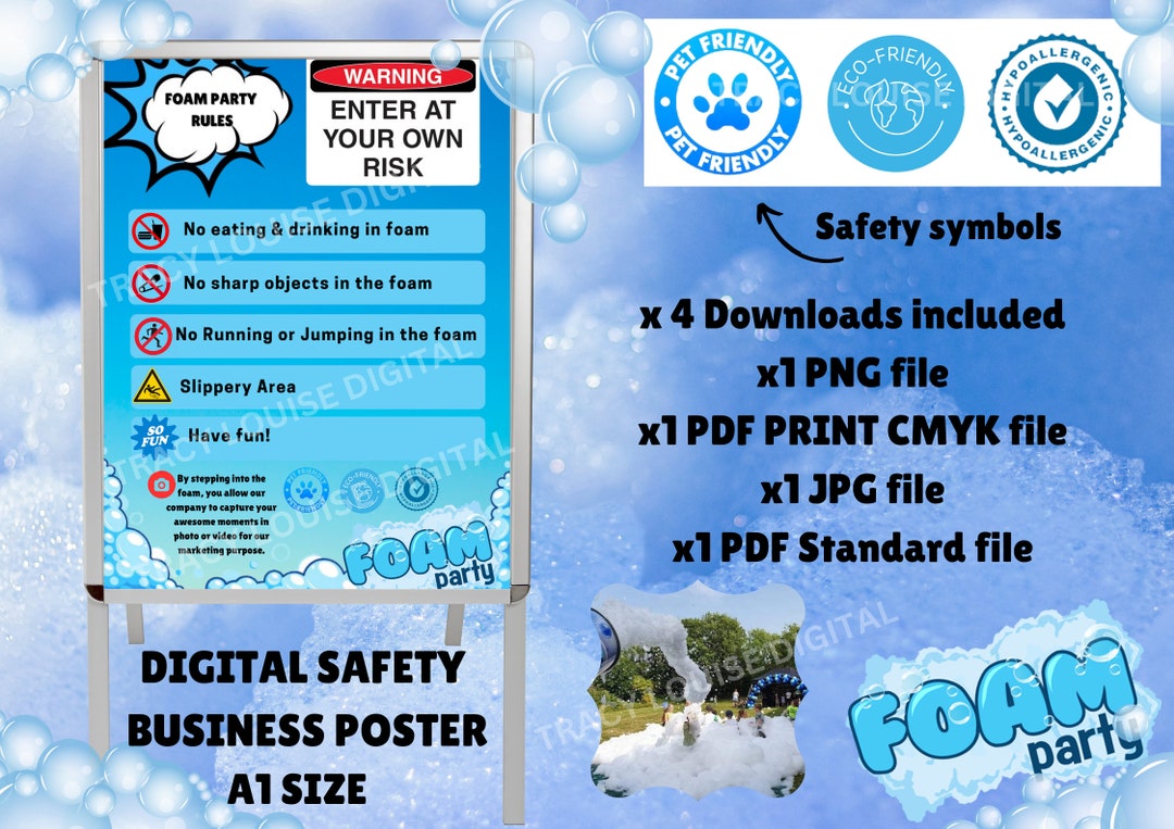 Foam Party Business Safety Digital Poster, Download & Print, Digital ...