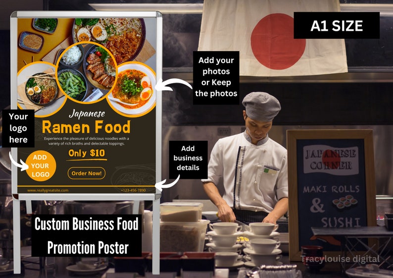 A1 Food Promotion Poster, Personalised Restaurant A Board Display ...