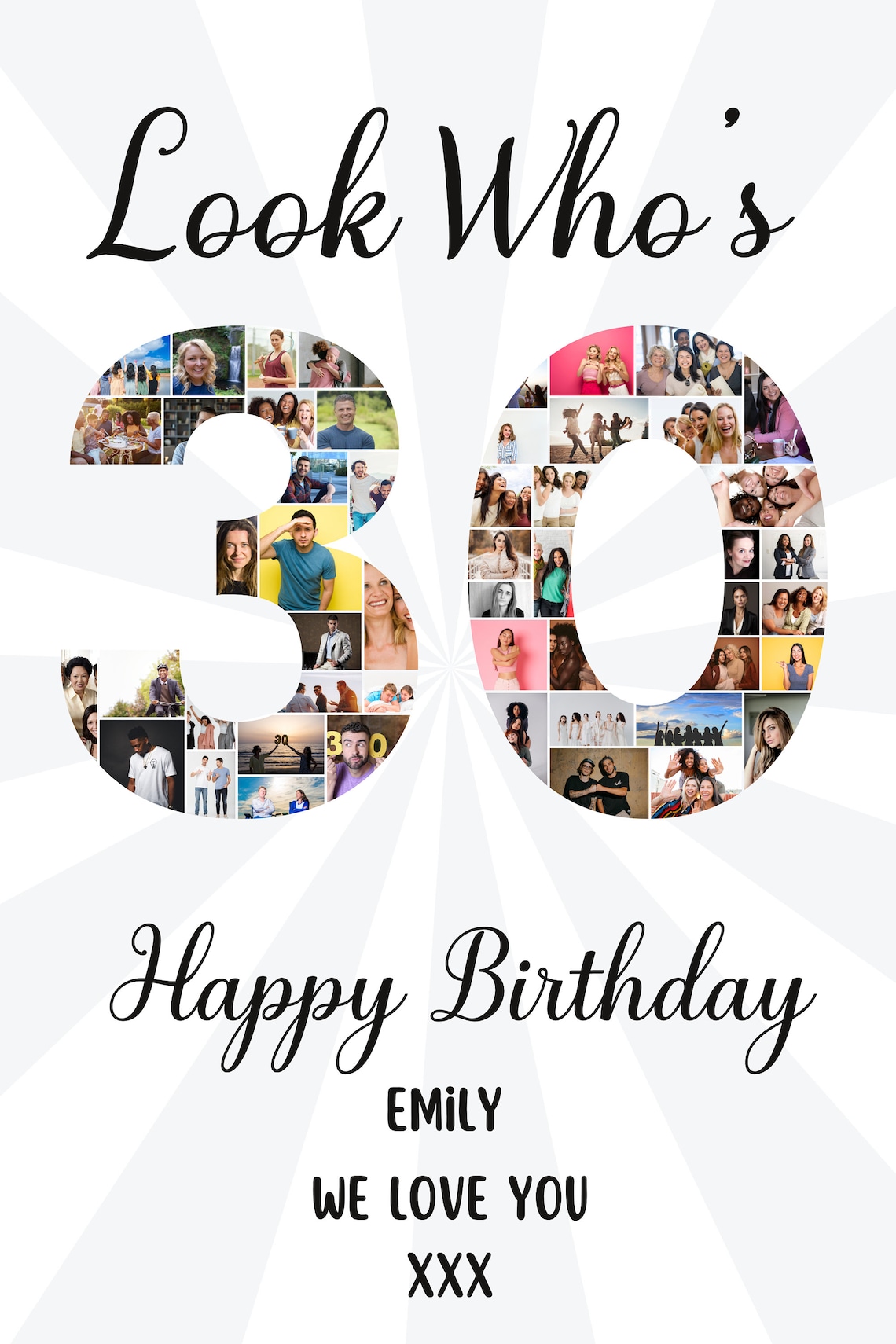 30th Birthday Giant Collage Poster Personalised, Display at the ...