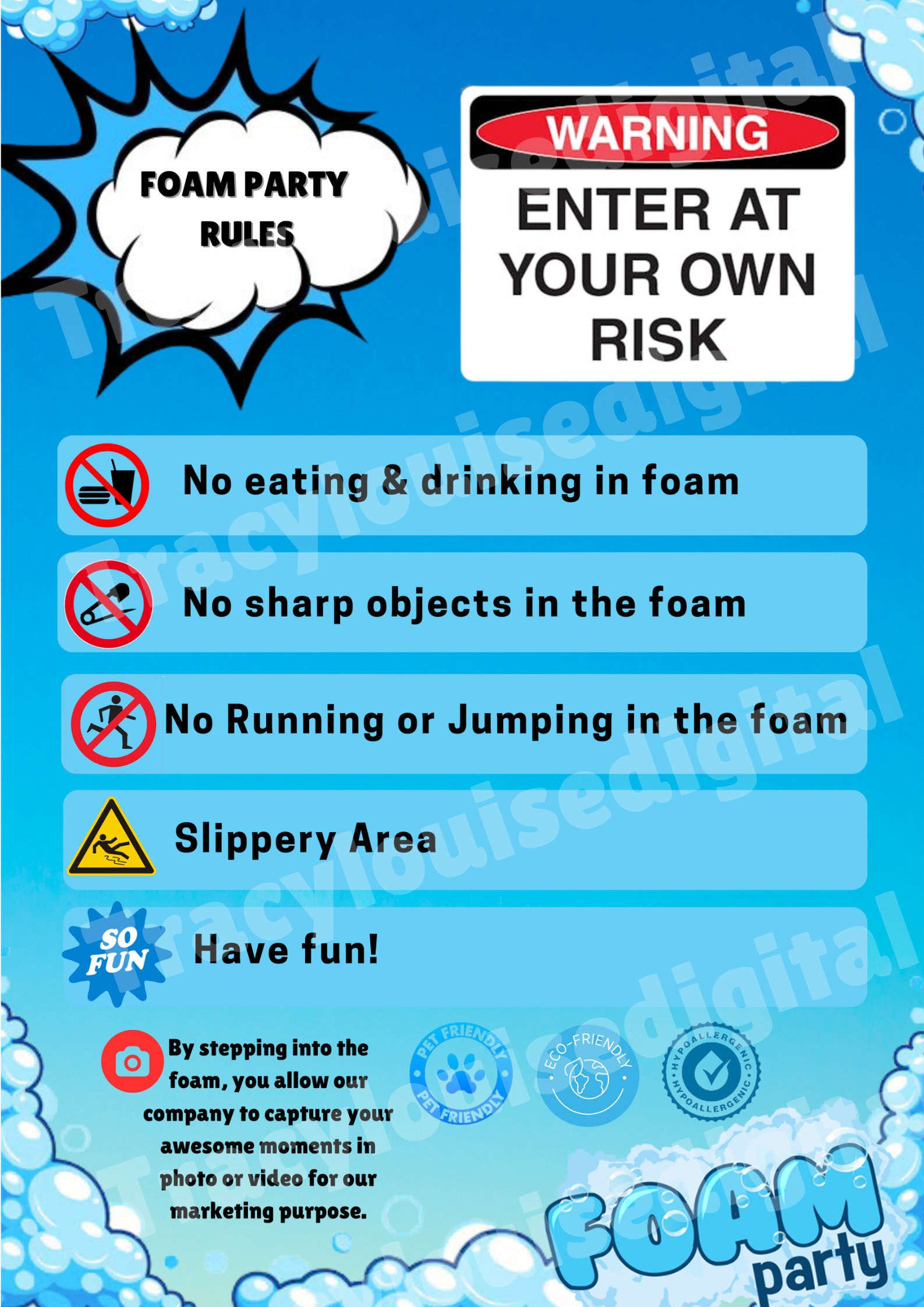 Foam Party Business Safety Digital Poster, Download & Print, Digital ...