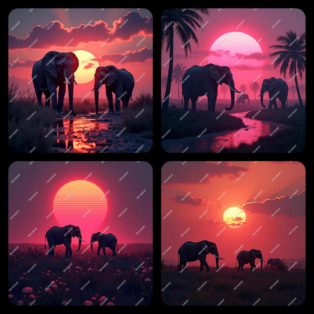 Beautiful Elephant Sunset Digital Download, Print, Wall Art, Canvas ...