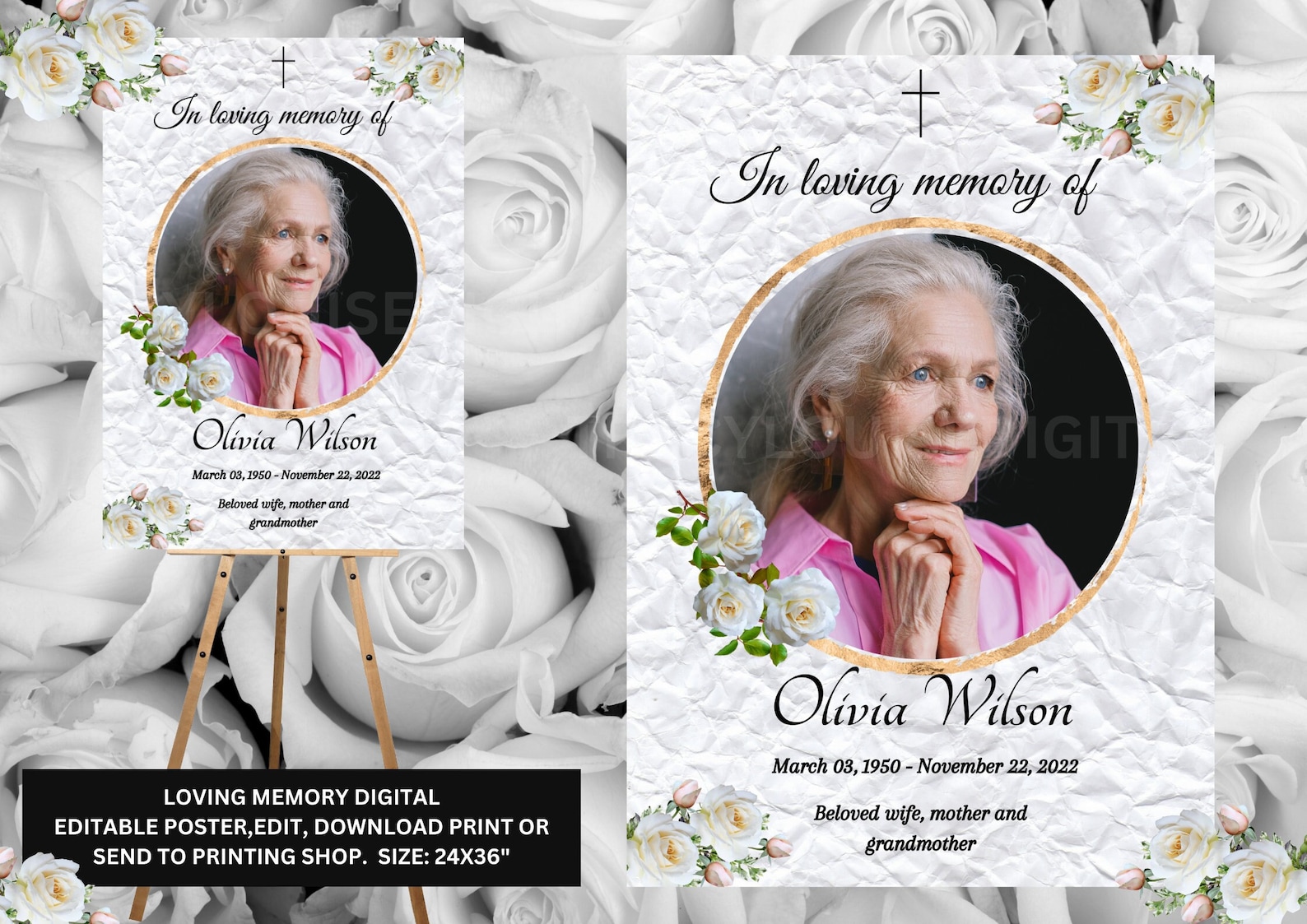 Funeral Personalised Memory Poster, Loved One Photo Size 24x36" Digital ...