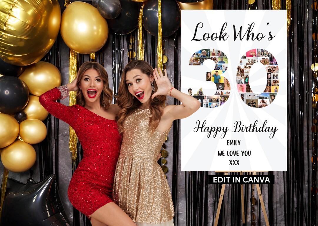 30th Birthday Giant Collage Poster Personalised, Display at the ...