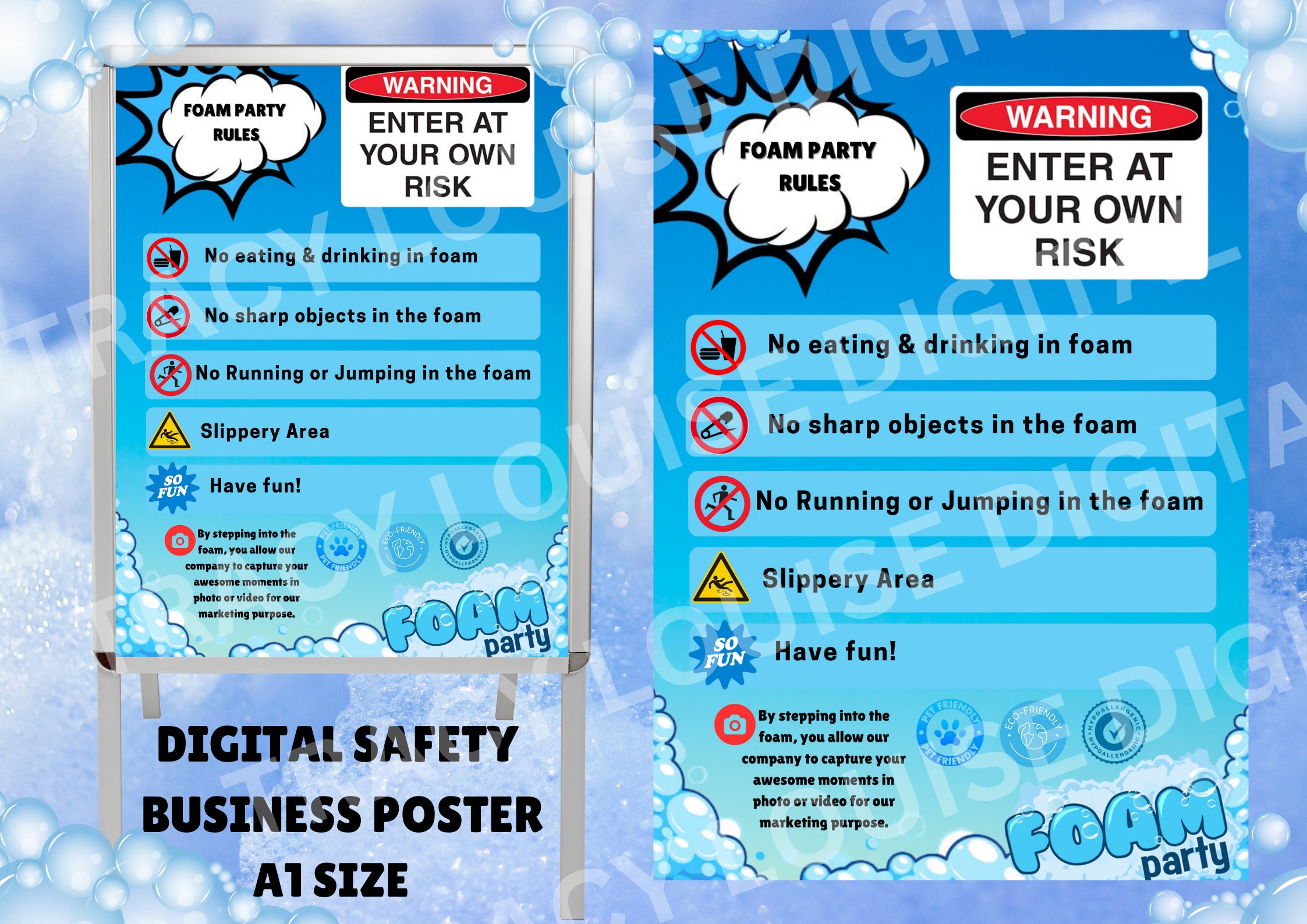 Foam Party Business Safety Digital Poster, Download & Print, Digital ...