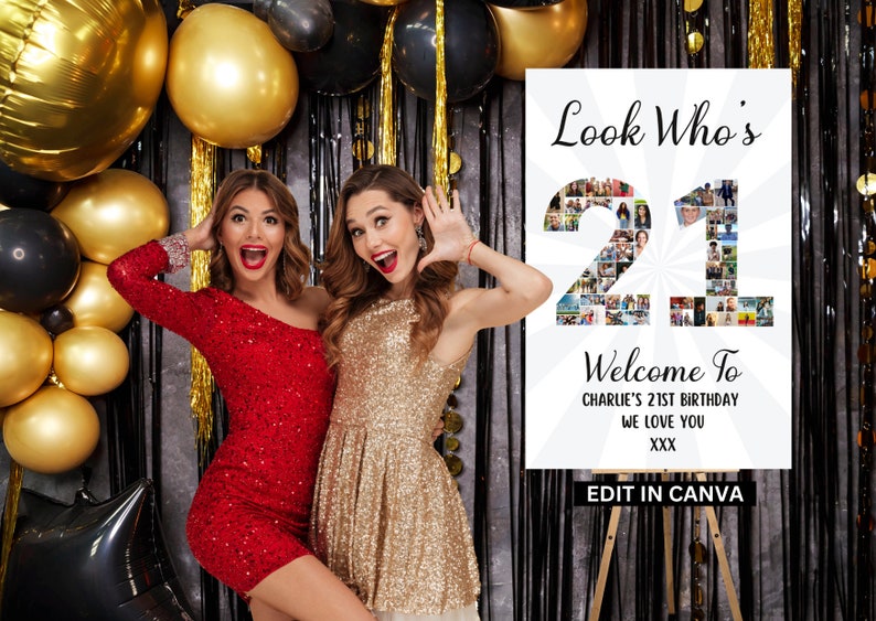 21st Birthday Collage Poster Personalised, Display at the Birthday ...