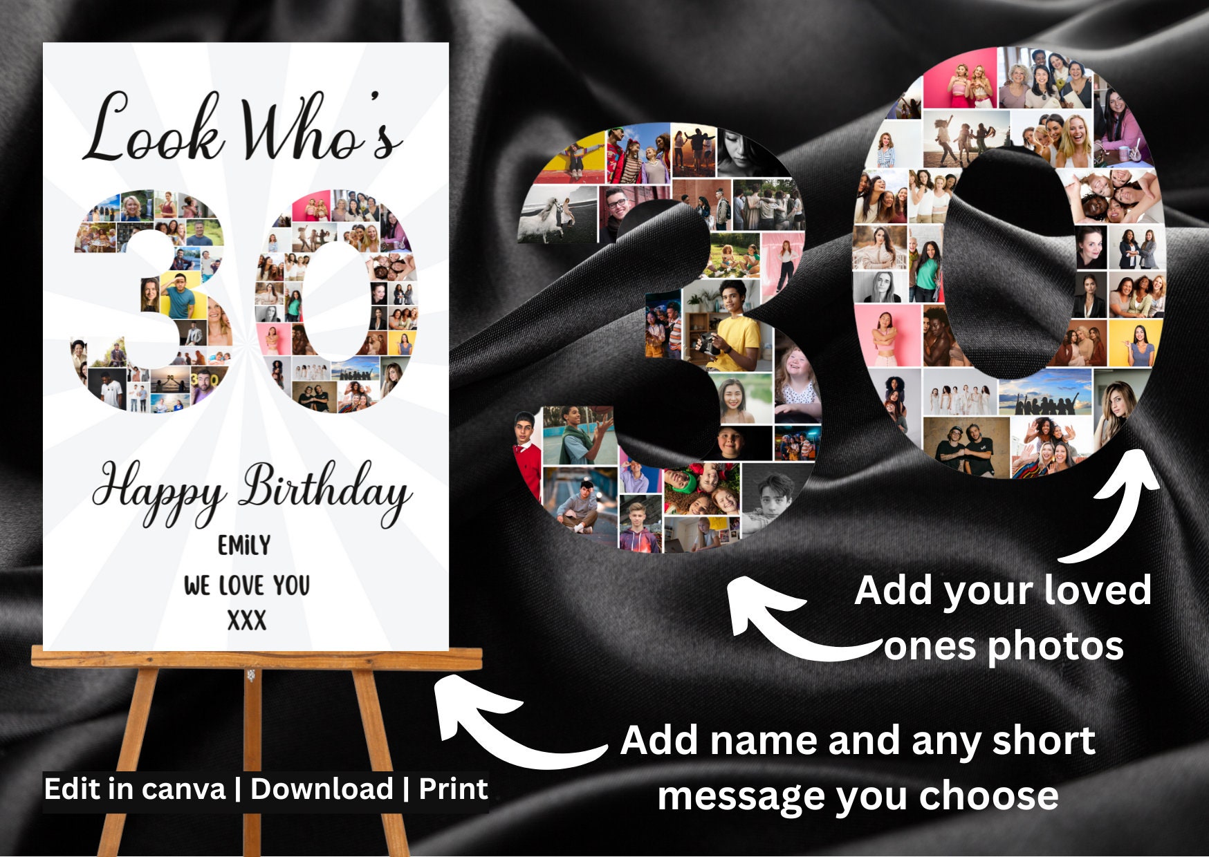 30th Birthday Giant Collage Poster Personalised, Display at the ...