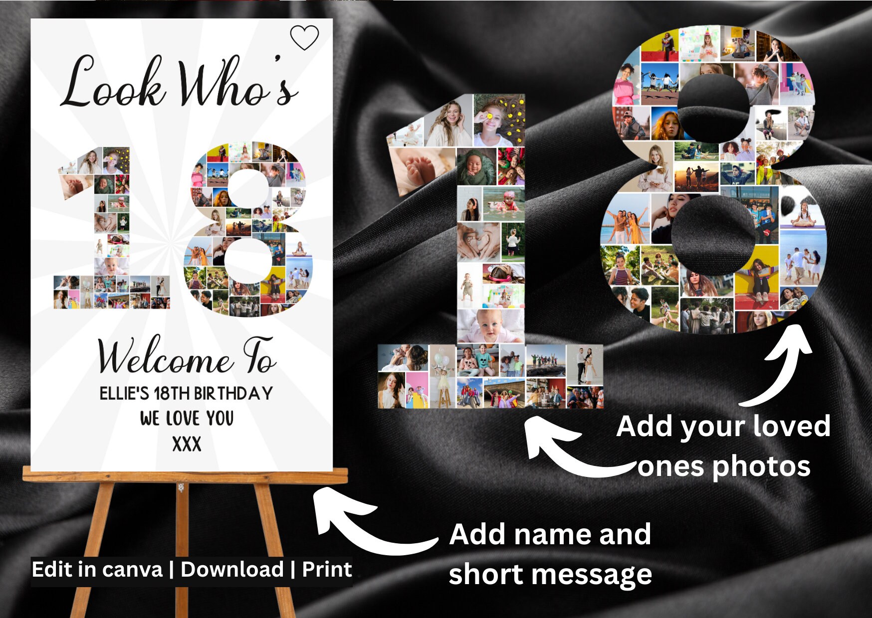 18th Birthday Collage Poster Personalised, Display at the Birthday ...