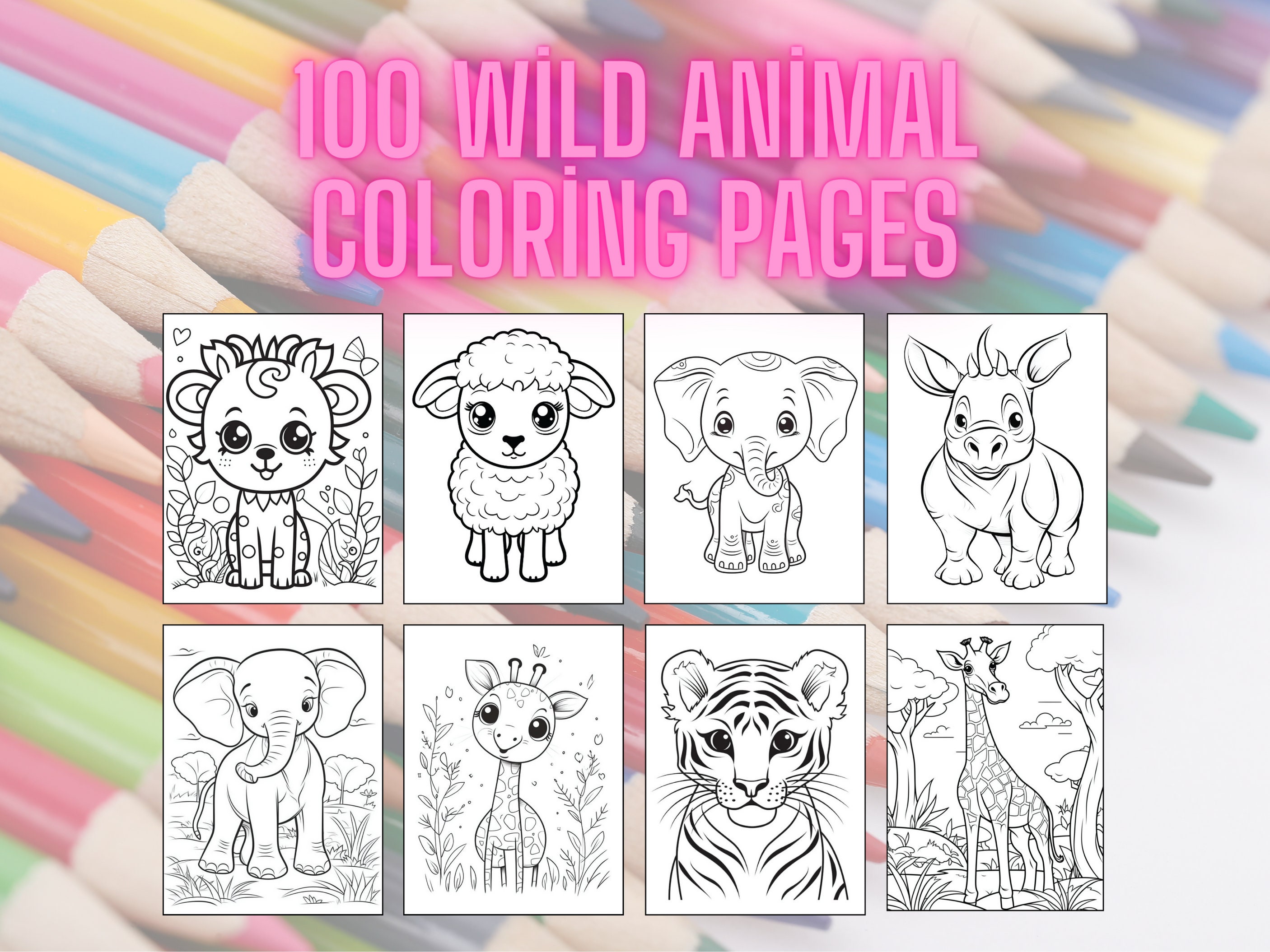 100 Wild Animal Coloring Pages , Christmas Activity Bundle, Kid's ...