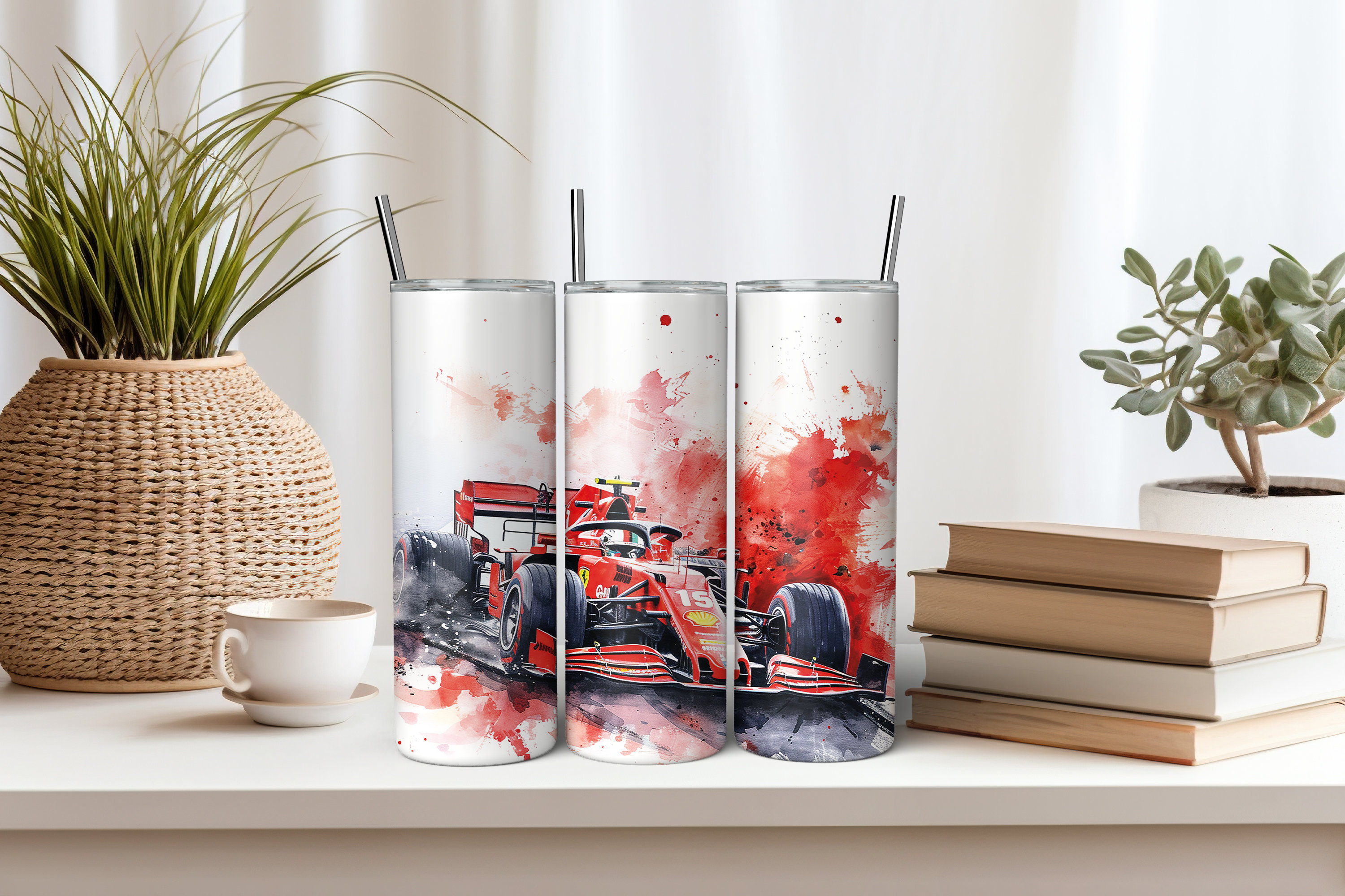 Formula 1 Racing Tumbler Wrap: Red Car Sublimation Design (PNG Digital ...